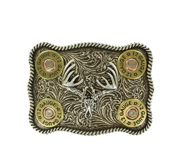 Nacona Silver Buck Skull and Shotgun Shell Belt Buckle – Twisted T ...